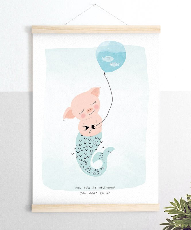 Mermaid Pig Poster - Posters Catita illustrations